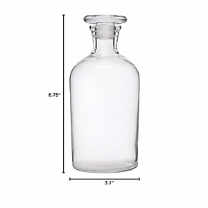 EISCO Reagent Bottle, 500ml - Narrow Neck - Includes Tight Fitting Glass Stopper - Soda Glass Labs