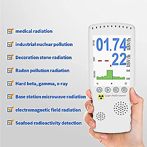 SHENGSHIYU Digital Electromagnetic Field Radiation Detector Handheld Radiation Dose Alarm High Accuracy for Pollution Monitoring Marble Radioactive Alarm,White