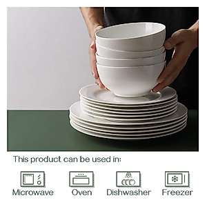 DOWAN 26oz Salad Bowls 2 Pack + 22oz White Cereal Bowls Set of 4