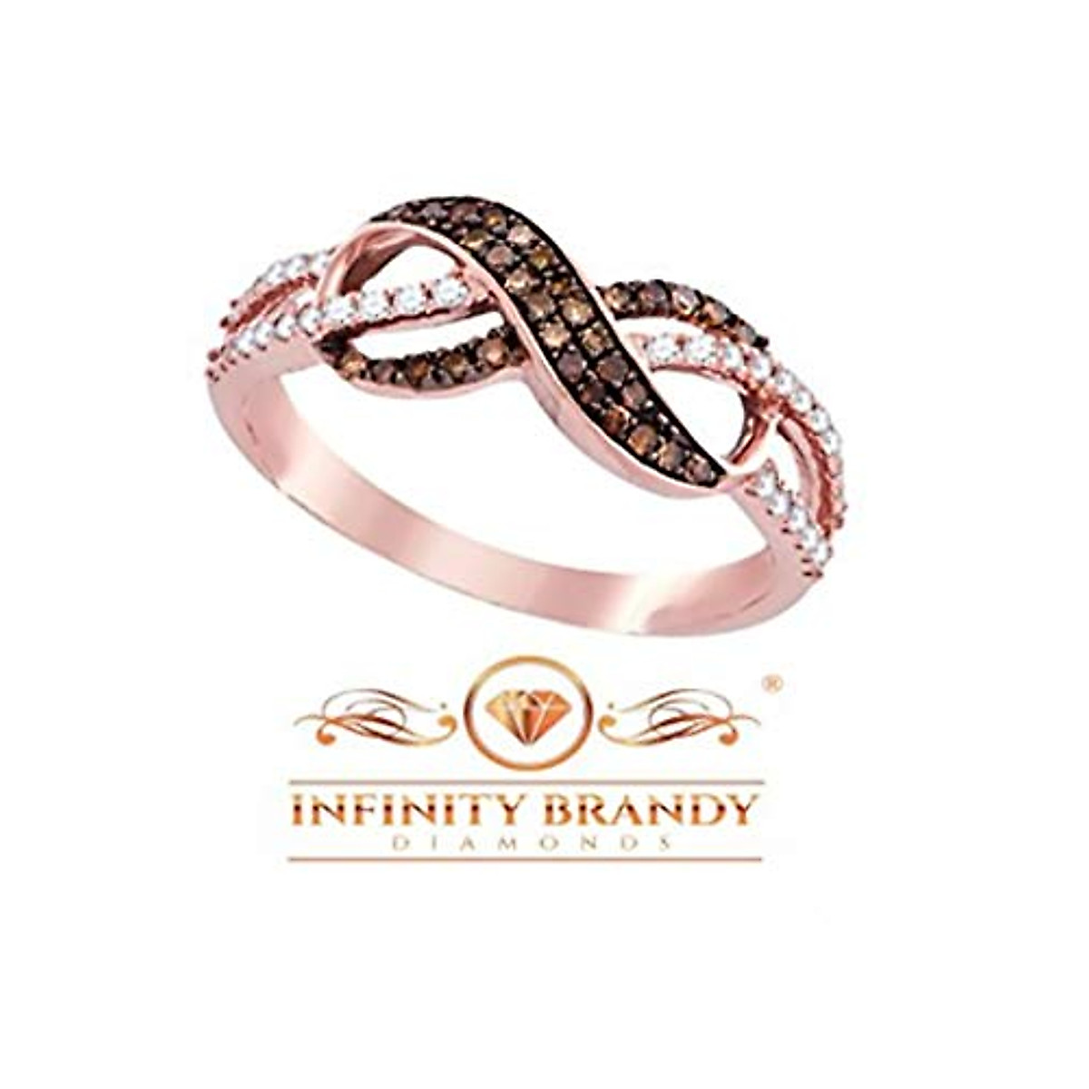 Infinity Brandy Diamonds 14k Rose Gold Chocolate Brown Diamond Beautiful Lovely Ring 1/3 Ctw.