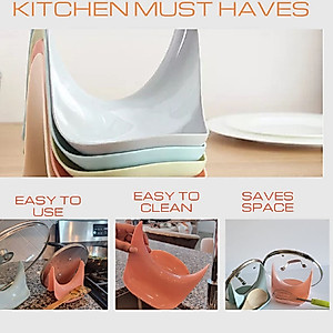 2 Pack Non-Skid PP Plastic Pot Lid Stand , Cover Holder Sets Lid Rack, Multifunction 2 Side Pot Lid Holder , Pot Lid Stand for Home Kitchen, Holds 2 lids of any size or can be used as spoon rest