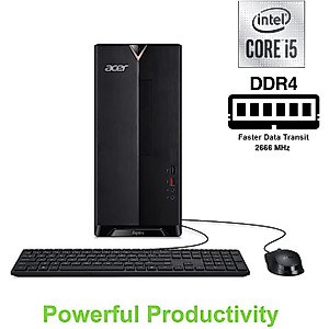 acer 2023 Newest Aspire TC-1660 Desktop PC Intel 10th Gen 6-Core i5-10400 12GB DDR4 512GB NVMe SSD Intel UHD Graphics WiFi AX BT5.2 USB C HDMI RJ45 8X DVD-RW Windows 11 Pro w/RE Accessories