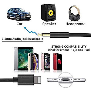 [Apple MFi Certified] AUX Cord for iPhone,2 Pack Lightning to 3.5mm Aux Cable for Car Compatible with iPhone 12/11/XS/XR/X/8/7/iPad/iPod for Car/Home Stereo,Speaker,Headphone - 3.3ft White & Black