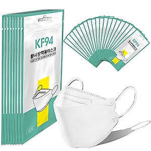 TVRtyle 50PCS White Adult KF94 Mask 3D Design 4-Layers Breathable KF94 Mask Black Cup Dust Mask for Outdoor Daily Use