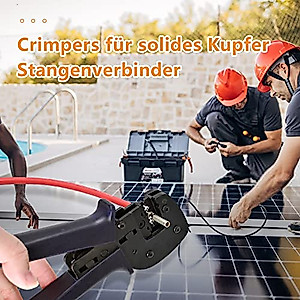 Solar PV Cable Crimping Tool for Solar Connectors, AWG14/12/10/8, 2.5/4/6/10mm2, Solar Crimper (black)