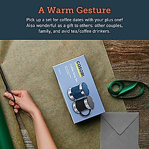 COSORI Coffee Mug with Lids Set of 2, Stainless Steel Cups with Heat-resistant Handle & Slip-resistant Sleeve, 17 oz, Best Match w/Mug Warmer, for Coffee,Tea,Water,Cocoa, Milk, C1601-CM, Black & Blue