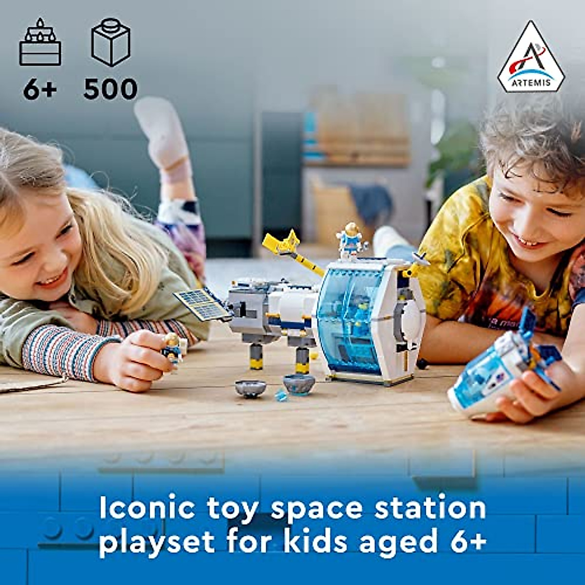 LEGO City Lunar Space Station, 60349 NASA Inspired Building Toy, Model Set with Docking Capsule, Labs and 5 Astronaut Minifigures