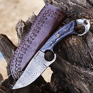 LH LIMASSOL 9 INCH Fixed Blade Custom Handmade Damascus Hunting knife/skinner knife/skinning knife leather sheath