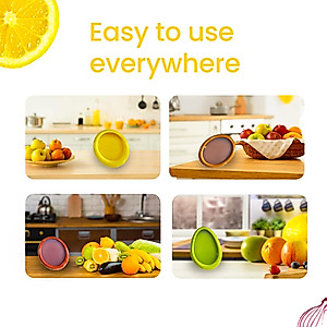 Velvet Vista 4PCS Silcone Food Container For Avacado Onion Lemon Tomato & More Preserve your Food And Vegetables in our Silicon Stretch Pod