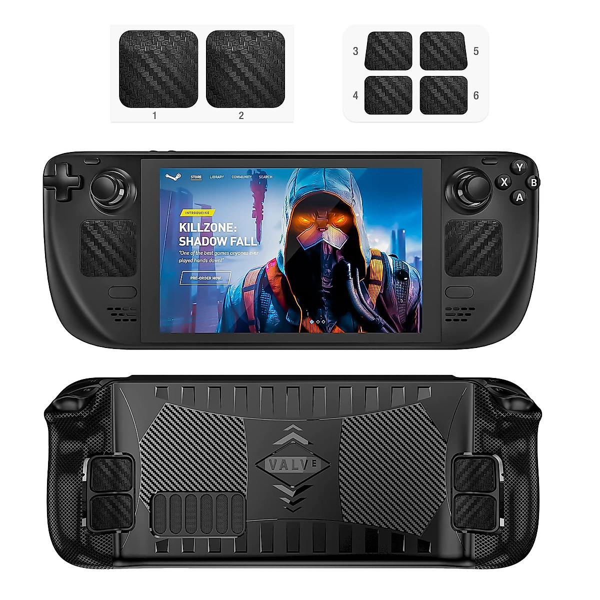 Protect Touch Skin for Steam Deck, SENQAO Steam Deck Accessories with Trackpads Skins, Auxilliary Buttons Skin - Cover Skin Add Special Style, Tactile Feedback, and Protect Steam Decks' Trackpads