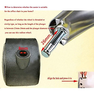 2 Inch Black Silent Stemless Caster, Furniture Casters, Replacement Swivel Chair Accessories, for Office Chair Casters, 5pcs, 150kg Capacity