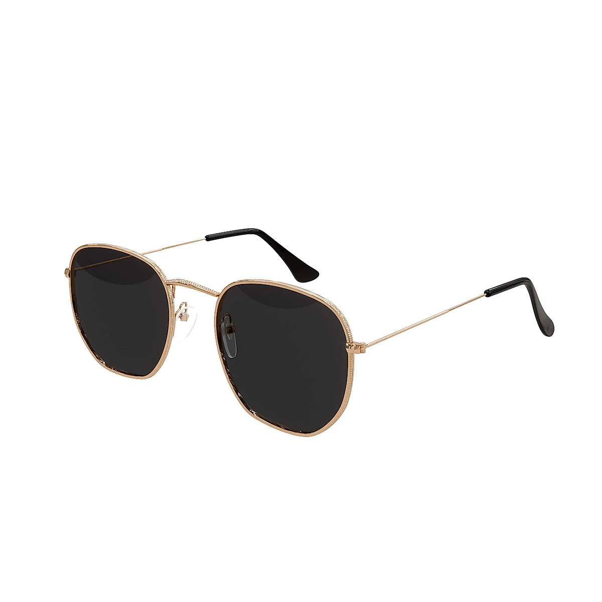 Tantino Small Square Round Trendy Men Women Polygon Sunglasses (Black Round + Gold Polygon, UV400)