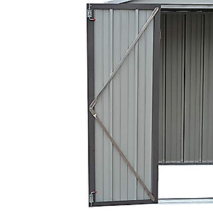 Kinsutie 6' x 4' Outdoor Steel Garden Storage Shed Utility Tool Backyard Lawn Grey with White w/Lockable Doors