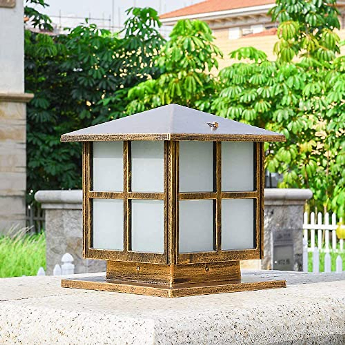 CZLZY Outdoor Post Light Fixtures Aluminum Square E27 Column Light Patio Garden Waterproof Pillar Lamp Acrylic Lamp Shade Villa Fence Pedestal Light Street Light Lawn Landscape Light