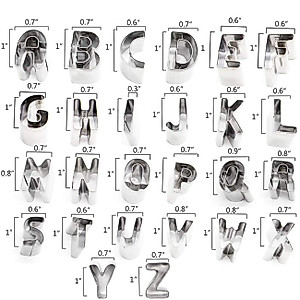 26pcs Alphabet Cookie Cutters Set Small Stainless Steel Letter Molds for Baking, Pastry, Fondant, Donuts Biscuit, Fruit, Cake Decorating Tools by ALNGFUIK