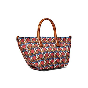 Tory Burch Canvas Basket Weave Small Tote Tory Red Basket Weave One Size