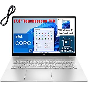 HP Envy 17 17.3" Touchscreen FHD Business Laptop, 12th Gen Intel 12 Cores i7-1260P, 64GB DDR4 RAM, 2TB PCIe SSD, WiFi 6, Bluetooth 5.3, Backlit Keyboard, Windows 11 Pro, BROAG Cable