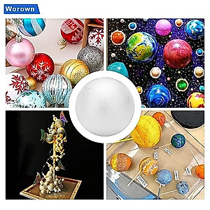 Worown 24 Pack 5 Sizes (1 to 2.4 Inches) White Foam Balls, Solid Polystyrene Balls for Arts & Crafts, Ornaments School Projects Wedding Decorations