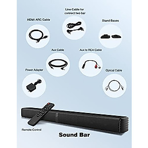 Puxinat 2 in 1 Separable Sound Bars for TV, 2.2 Channel 32Inch Bluetooth 5.0 TV Speaker for Surround Sound System, Built-in Dual Subwoofer, Bass Adjustable, Remote Control Included