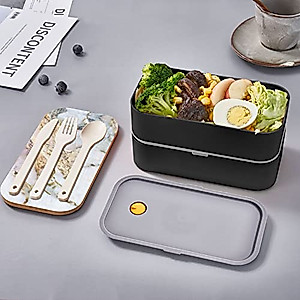 KOOLR Marble Print Bento Box Adult Lunch Box With 2 Compartments Stackable For Work Picnic Leak Proof Bento Box