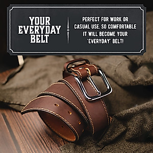 Main Street Forge The Foreman Leather Belt | Made in USA | Full Grain Leather | Mens Belt | Brown 46