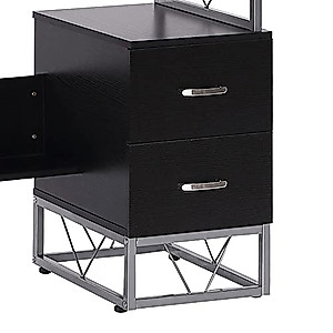 HOMCOM 52" Modern Computer Desk with Storage Shelves and Drawers, Home Office Desk, Study Workstation with CPU Stand, Black
