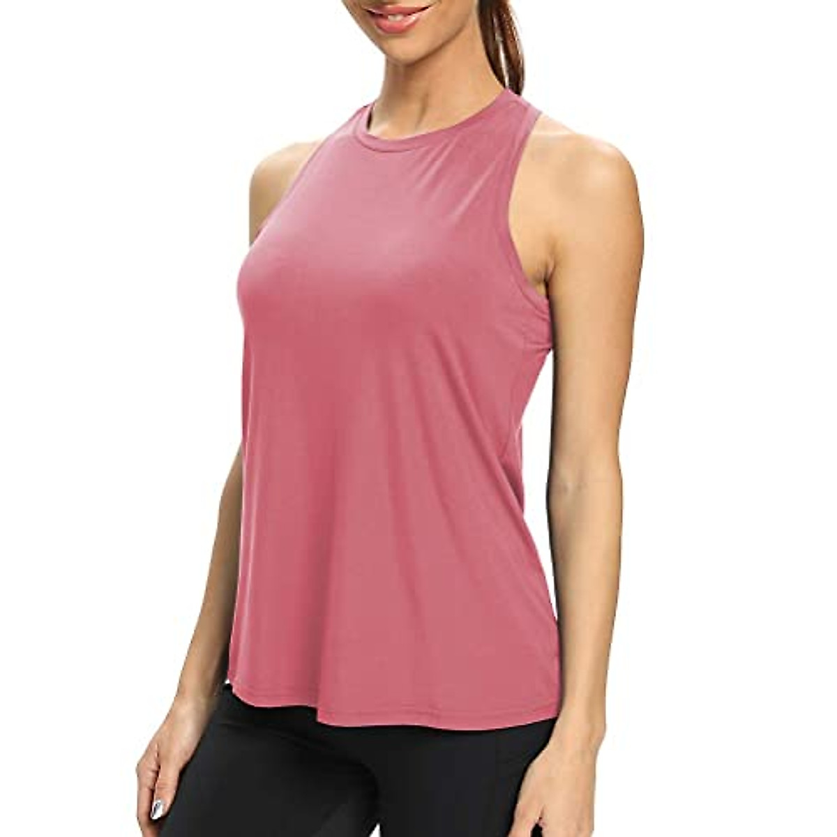 Bestisun Workout Tank Tops Loose fit Sleeveless Yoga Tops Racerback Muscle Tank Tops Summer Activewear Gym Dacne Tops Workout Exercise Clothes for Women Rose M