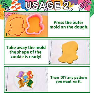 Leesgel Dinosaur Cookie Cutters for Kids Party Decorations, Dinosaur Birthday Party Supplies Favors Decor, Plastic Dino Cookie Cutter Mold for Biscuit Fondant Cake Baking