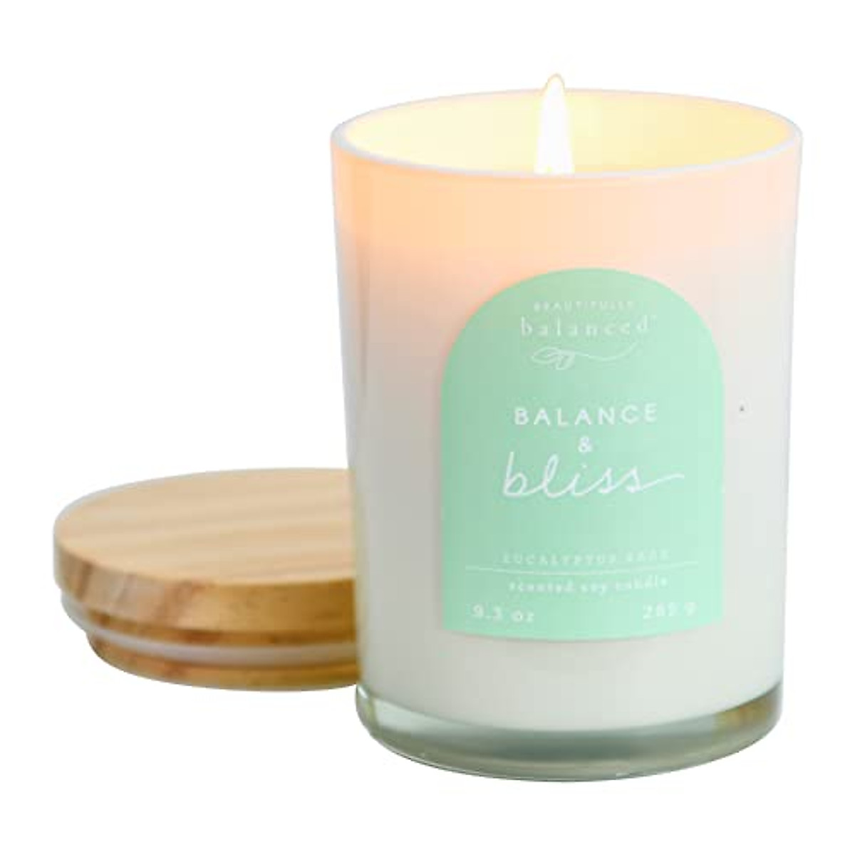 Beautifully Balanced Scented Lidded Glass Soy Candle, Balance + Bliss, 9.3 oz.