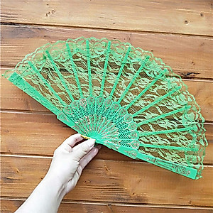 Handmade Folding Fan Chinese Style Lace Hand Held Folding Fan Dance Party Wedding Hand Fan Cool Bamboo Flower Folding Fan Handheld Fan (Color : Yellow)