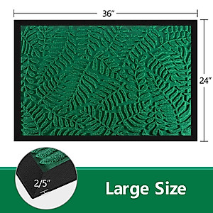 AMAGABELI GARDEN & HOME Large Outdoor Door Mats Rubber Shoes Scraper 36" x 24" for Front Entrance Outside Doormat Patio Rug Dirt Debris Mud Trapper Waterproof Low Profile Washable Carpet BG037