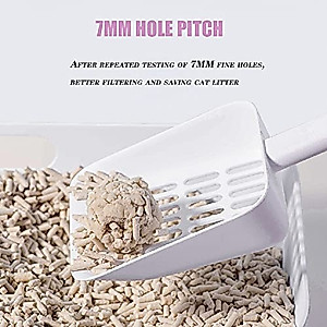 KYHSOM Cat Litter Scooper, Storable Cat Litter Scoop with Handle, Easy Sifting and Clean, Plastic Cat Litter Scoop for All Kinds of Cat Litter Box (White)