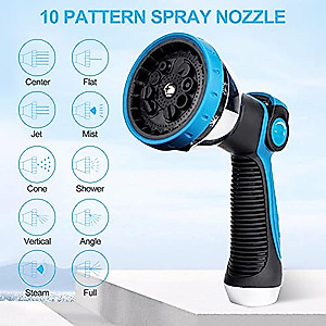 Vitley Expandable Garden Hose 100ft with 10 Function Spray Nozzle, Leakproof Flexible Water Hose Design,with foam pot, Solid Brass Connectors，Retractable Hose Expands 3 Times, Easy Storage and Usage.