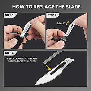 coldown Utility Knife, Pocket Knife with Clip, Box Cutter Knives, EDC Knife, Scalpel Knife, 10 Extra Carbon Steel Replacement Blades #23, Great EDC Gadget Gift for Men Women