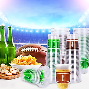 Gatherfun 100 Pcs 16oz Football Plastic Cups - Football Parties and Tailgate Events, Disposable & Convenient - Ideal Party Supplies & Party Favors for Football Themed Birthdays