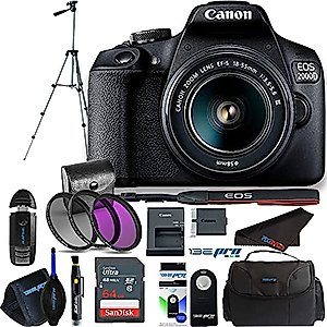 EOS 2000D / Rebel T7 Digital SLR Camera Body w/EF-S 18-55mm f/3.5-5.6 Lens 3 Lens DSLR Kit + Pixibytes Deluxe 16 Pcs Bundle (Renewed)
