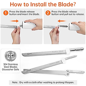 HK Cordless Electric Knife for Carving Meats, Poultry, Bread, Crafting Foam & More, Included Dual 304 Stainless Steel Blades, Fork, Foldable Cutting Board