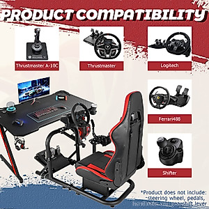 Minneer Stable Drive Fly Simulator Cockpit with Red Seat Fit for Logitech/Thrustmaster/Fanatec G29/G920/T248 Racing Gaming Steering Wheel Stand(Wheel, Pedals, Handbrake Not Included)