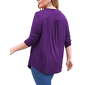 a.Jesdani Plus Size Tops for Womens Tops Womens Long Sleeve Tops Casual Tunic Lace Top Purple, 4x