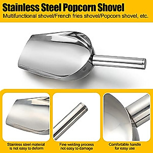 Potchen 402 Pcs Popcorn Machine Supplies Set Including Stainless Steel Popcorn Scoop, 400 Pcs 1oz Popcorn Bags Bundle and Popcorn Shaker Dredge with Handle for Commercial and Home Use