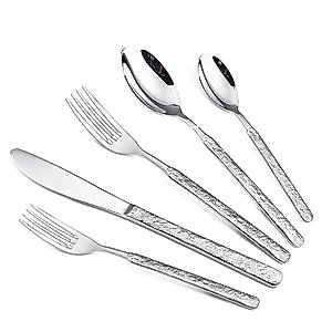 IKXO 35 Piece Silverware Set,Stainless Steel Silverware Set, Modern Sleek Flatware Set, Include Knife/Fork/Spoon & Long Teaspoon/Salad Fork Mirror-Polished & Dishwasher Safe Cutlery