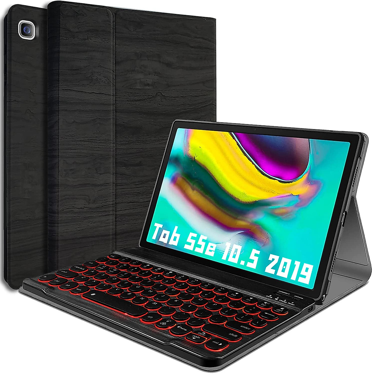 REAL-EAGLE Galaxy Tab S5e 2019 Backlit Keyboard Case SM-T720 SM-T725 SM-T727, 7 Color Backlights Detachable Wireless Keyboard Protective Case Cover for Samsung Galaxy Tab S5e 10.5 Inch 2019, Black