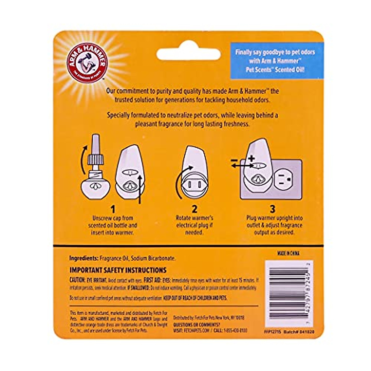 Arm & Hammer Air Care Pet Scents Electric Oil Diffuser Plug-in & Refills Bundle in Fresh Breeze Scent | Includes 1 Plug in Oil Diffuser and 3 Oil Refills | Pet Odor Eliminator