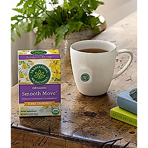 Traditional Medicinals Organic Smooth Move Senna Chamomile Herbal Tea, Relieves Occasional Constipation, (Pack of 2) - 32 Tea Bags Total