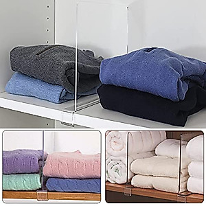 Hiziwimi 6PCS Clear Acrylic Shelf Dividers, Multifunctional Shelf Separators, Adjustable Clothes Organizer, Clear Organizer, Wooden Wardrobe, Kitchen and Office Shelf
