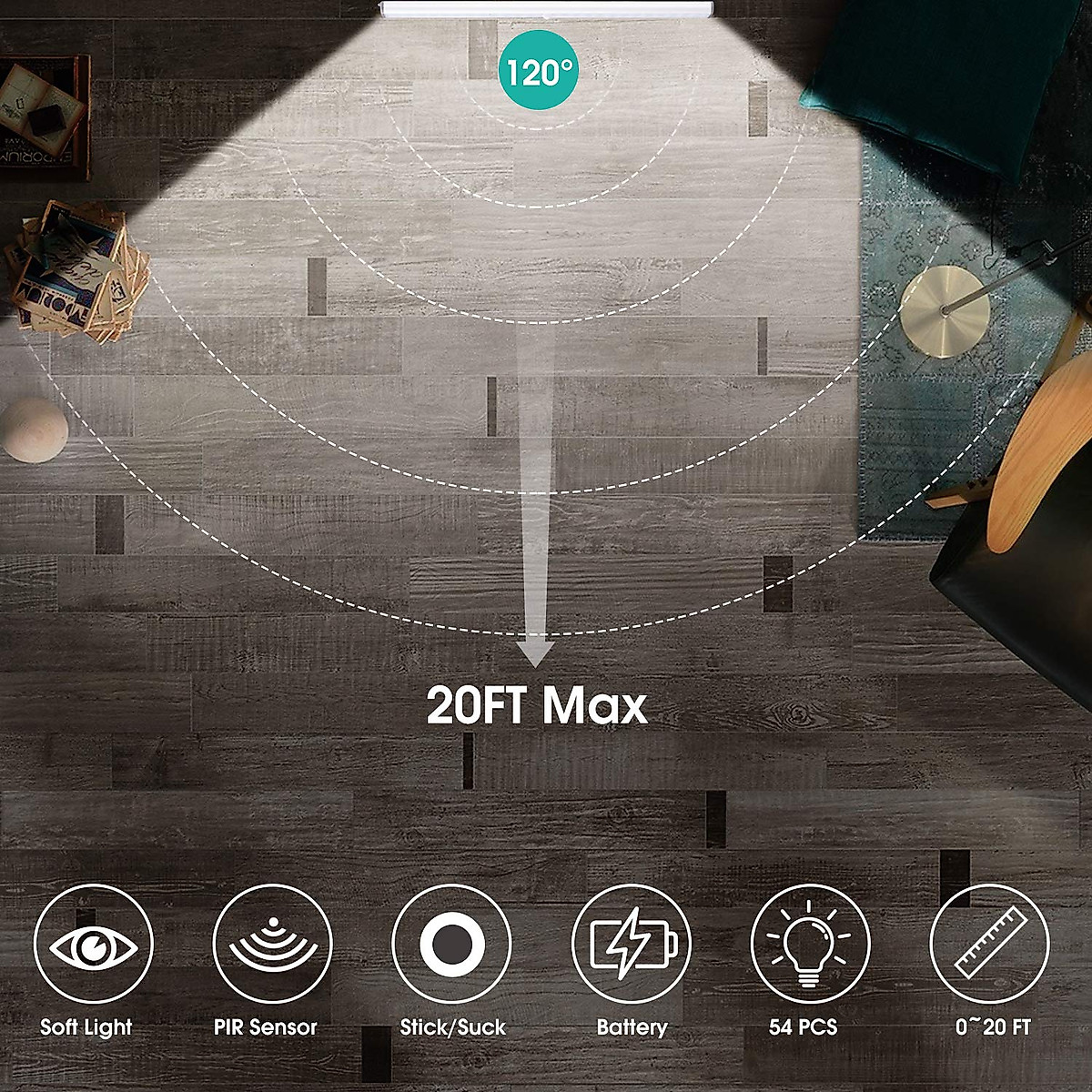 YIGER 78 LED Closet Lights (2 Pack), Under Cabinet Lighting, Rechargeable LED Night Light, Motion Activated. Ideal for Closet, Cabinet, Kitchen,Wardrobe,Cupboard,Hallway,Pantry,etc