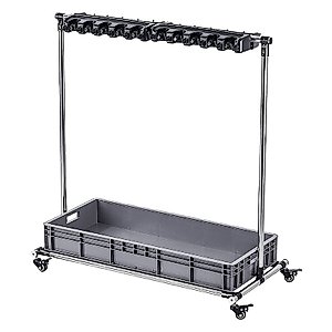 WXZX Floor-Standing Broom And Mop Rack Can Be Moved,Adjustable Height, Rack, Tool Cleaning Cart, Stainless Steel Storage Durable Storage,for Garages, Hotels, Schools, Restaurants, Etc, 8slots