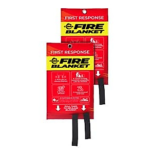 Mart Cobra Emergency Fire Blanket for Home and Kitchen – Easy to Carry 40” x 40” Fire Suppression Blanket Can Fit in Survival Kits & Camping Gears – Made with 100% Fiberglass Fabric – 2-Pack