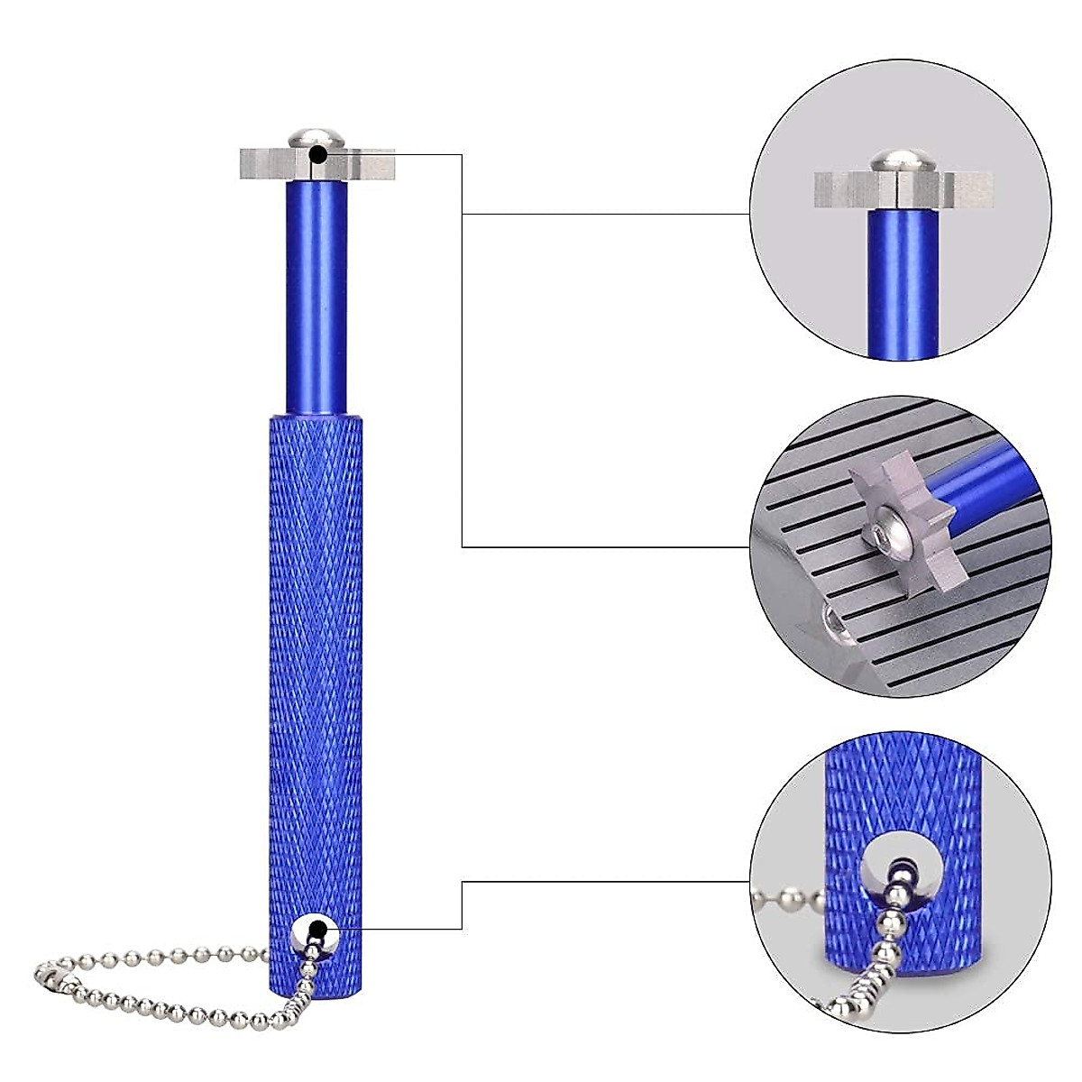 LZFAN Golf Club Groove Sharpener, 6 Sided Sharpening Tool, Golf Club Groove Sharpener with Ball Chain, Re-Grooving Cleaning Tool Accessories, Perfect Tool for All Irons