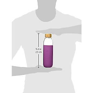 Soma 17 oz. BPA-free Wide Mouth Glass Water Bottle with Silicone Sleeve, Eggplant